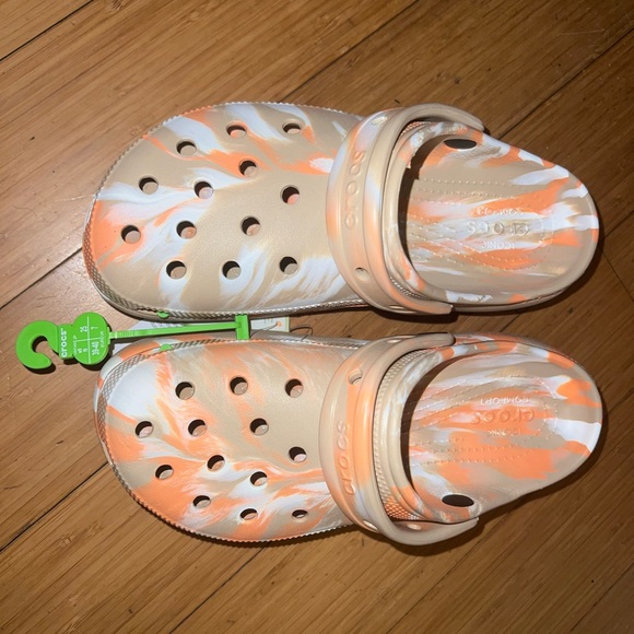 CROCS | Shoes | Crocs Classic Platforms Clogs Tanorange Marble Womens ...